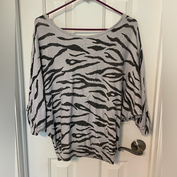 Source Unknown | Tops | Lite Periwinkle And Gray Zebra Print Off The ...